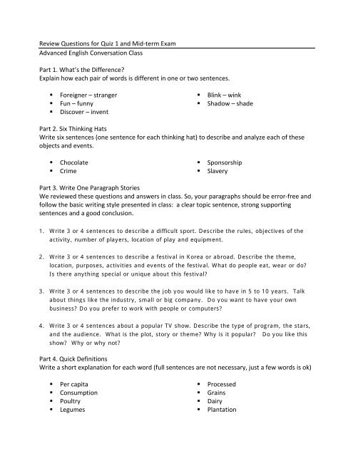 advanced ESL conversation test questions - eslwriting.org