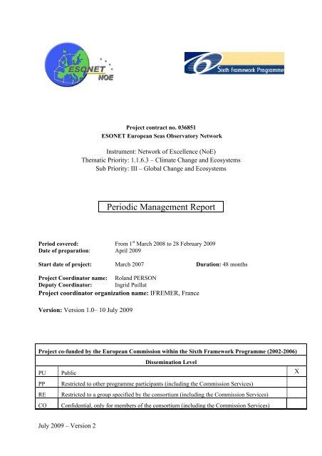 Periodic Management Report - Ifremer