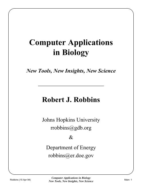 Computer Applications in Biology - ESP: Electronic Scholarly ...