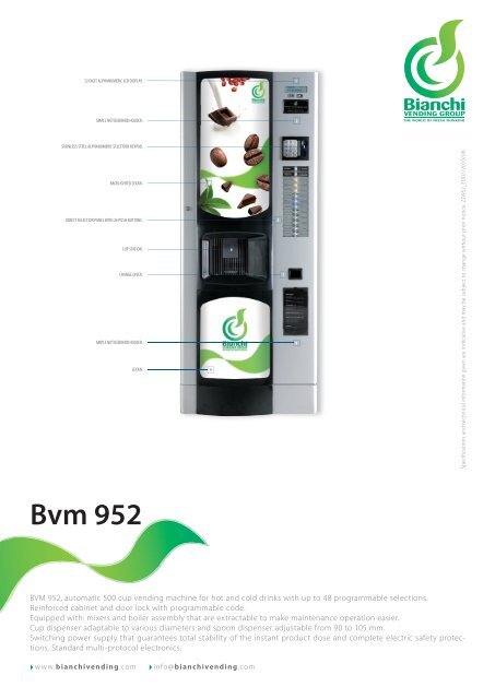 Manual prezentare Automate Cafea Bianchi BVM 952