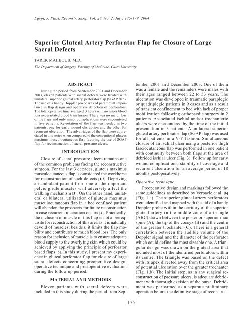 Superior Gluteal Artery Perforator Flap for Closure of Large ... - ESPRS