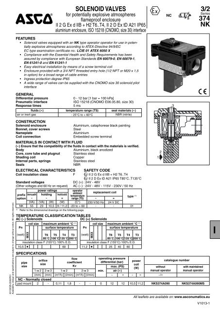 SOLENOID VALVES 3/2 374 NK - ASCO Numatics