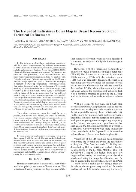 The Extended Latissimus Dorsi Flap in Breast Reconstruction - ESPRS