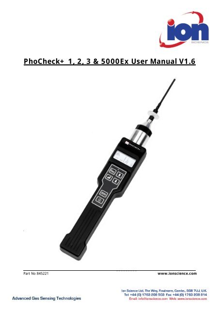 PhoCheck+ 1, 2, 3 & 5000Ex User Manual V1.6 - Essential Safety