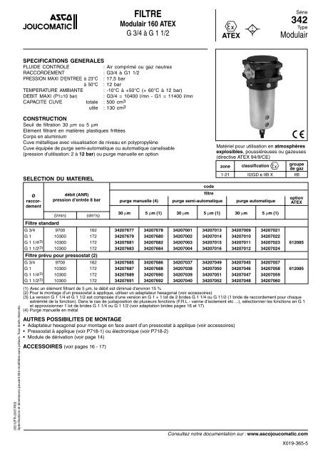 FILTRE 342 - ASCO Numatics