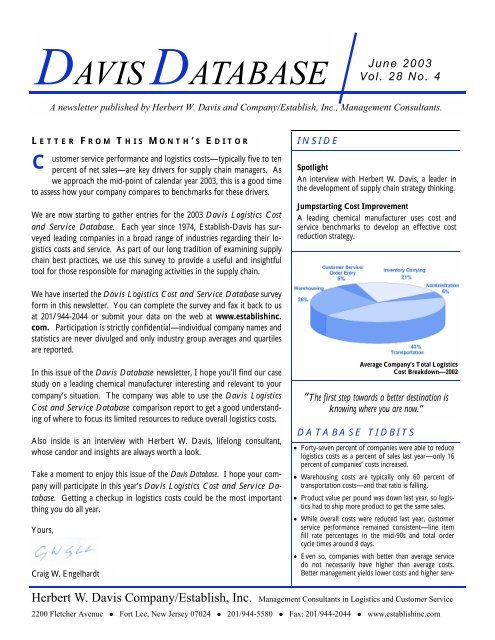 DAVIS DATABASE - Supply Chain Consulting