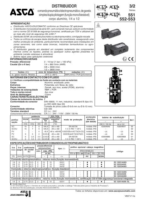 DISTRIBUIDOR 3/2 551 552-553 - ASCO Numatics