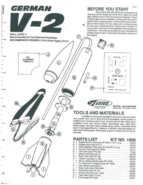 1926 – V2 - Estes Rockets
