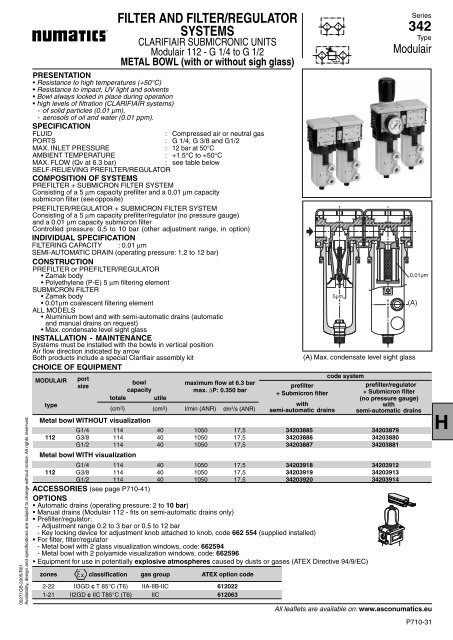 FILTER AND FILTER/REGULATOR SYSTEMS 342 - ASCO Numatics