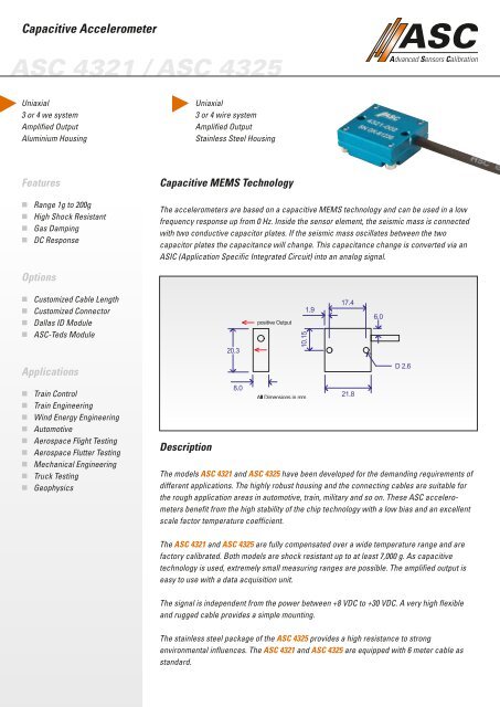 ASC 4321 / ASC 4325 Capacitive Accelerometer - ASC Sensors