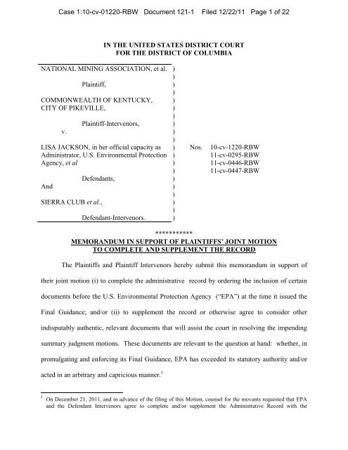 Plaintiffs' joint motion to supplement and complete the record