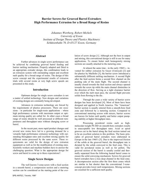 Barrier Screws for Grooved Barrel Extruders High Performance ...