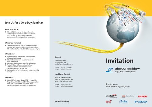 Invitation EtherCAT Roadshow Israel 2013