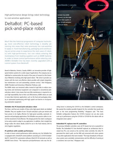 DeltaBot: PC-based pick-and-place robot - PC-Control
