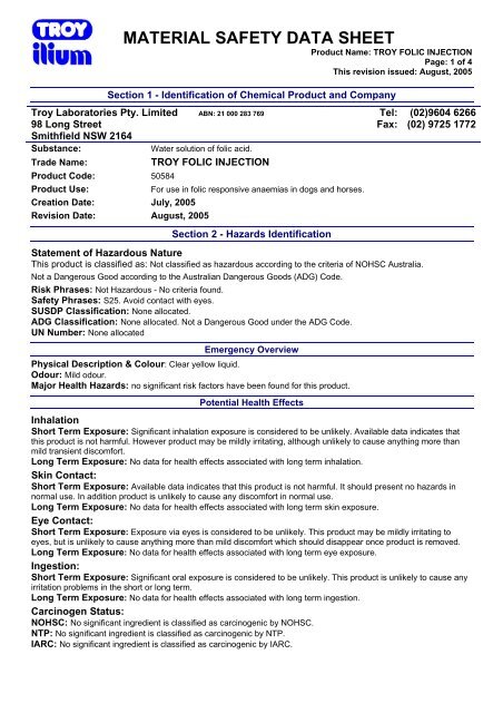 folic acid-msds - Ethical Agents