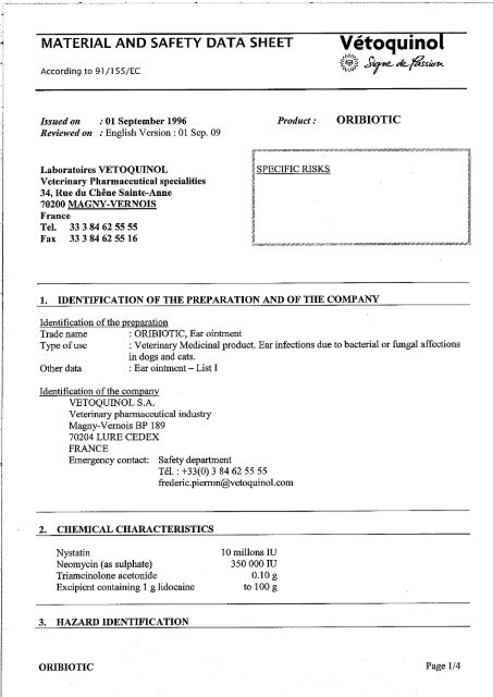 oribiotic ointment-msds - Ethical Agents