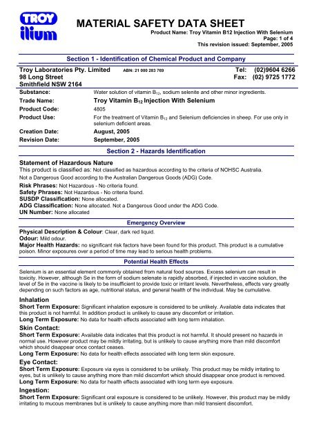MATERIAL SAFETY DATA SHEET - Ethical Agents