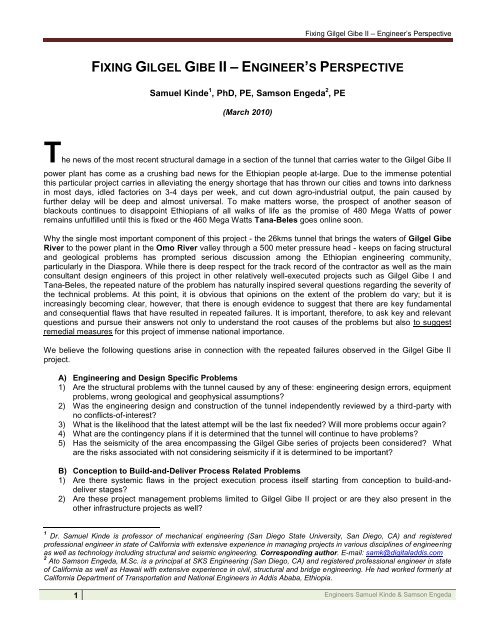 Fixing Gilgel Gibe II – Engineer's Perspective - Ethiomedia