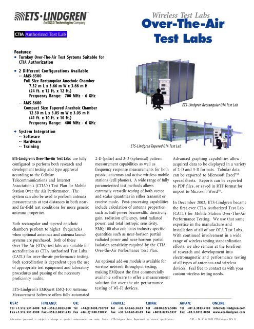 Over-The-Air Test Labs - ETS-Lindgren
