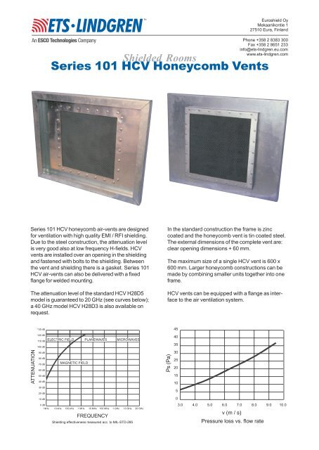 Series 101 HCV Honeycomb Vents - ETS-Lindgren