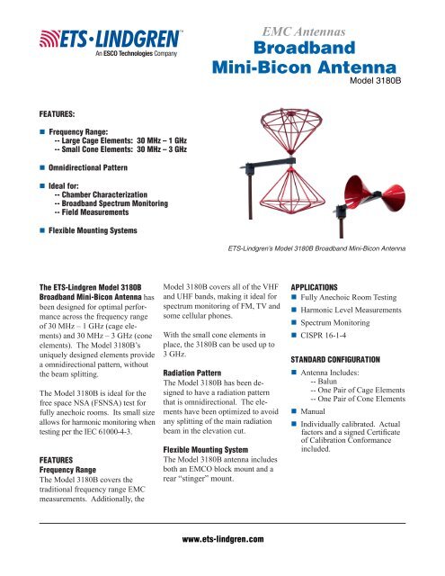 3180B Broadband Mini-Bicon Antenna - ETS-Lindgren