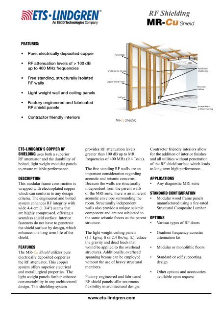 RF Shielding MR-CU Shield - ETS-Lindgren
