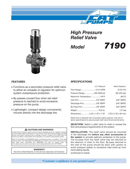 7190 Data Sheet - Cat Pumps