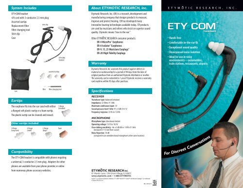 ETY-COM Headset Brochure - Etymotic Research