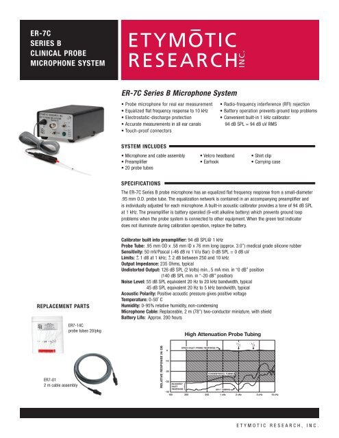 ER-7C Series B Microphone System Datasheet - Etymotic Research