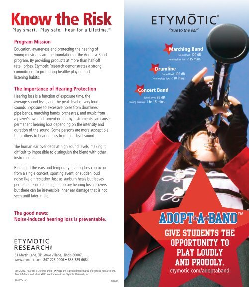 Adopt-a-Band Brochure (PDF) - Etymotic Research