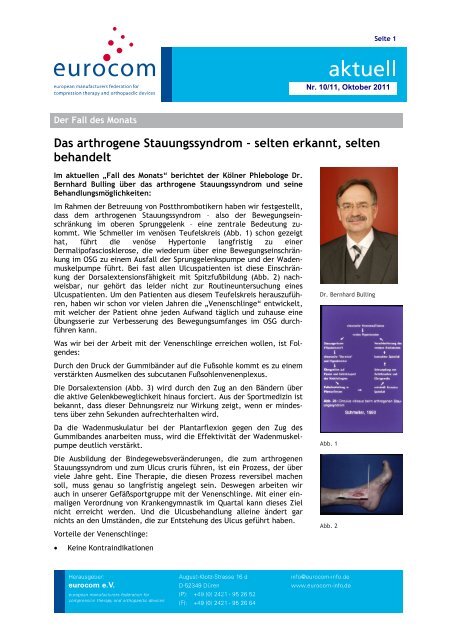 Das arthrogene Stauungssyndrom – selten erkannt ... - eurocom