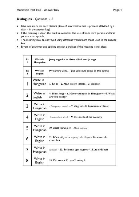 Dialogues – Questions 1-8 Write in Write in English ... - Euroexam