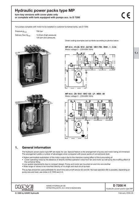 Hydraulic power packs type MP - Eurofluid