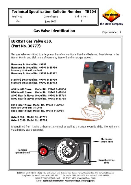 Gas Valve Identification - Euroheat