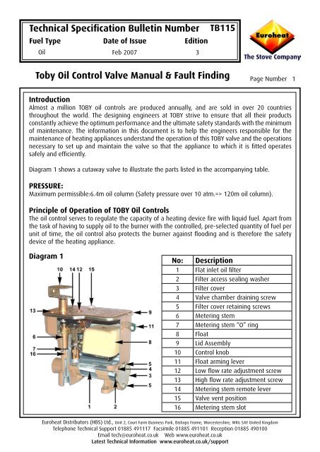 Toby Oil Control Valve - Euroheat