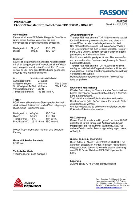 PET matt chrome TOP / S8001 - Avery Dennison - Fasson