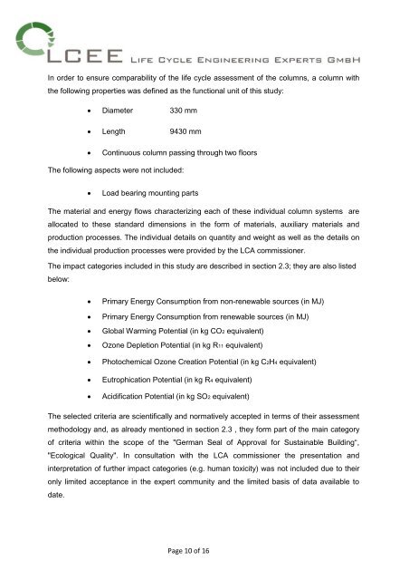 3 Life Cycle Assessment o