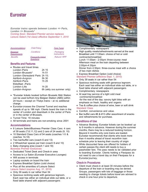 eurostar business premier menu