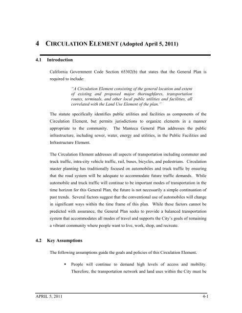 General Plan Circulation Element - City of Manteca