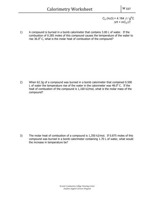 Calorimetry Worksheet 1 Answers Heating Curve For Water Worksheet