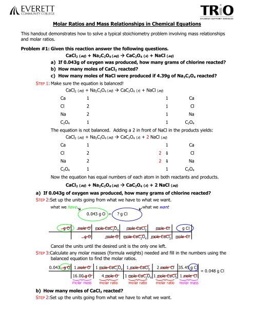 Molar Ratios and Mass Relationships in Chemical Equations