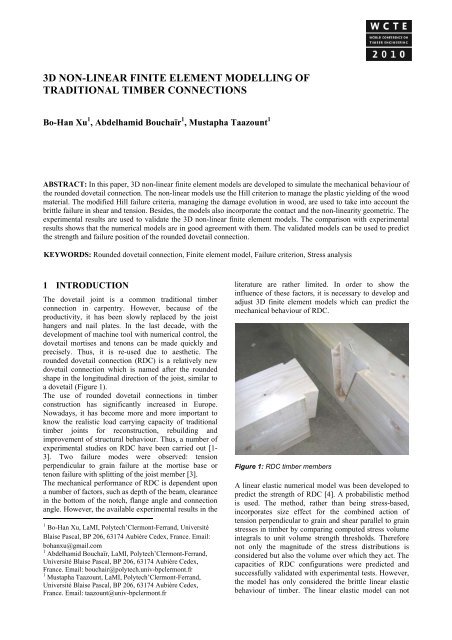 3d Non Linear Finite Element Modelling Of Traditional Timber Connections