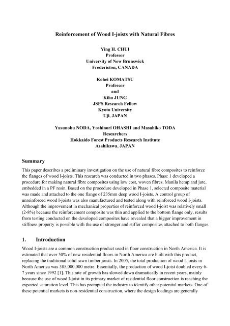 Reinforcement of Wood I-joists with Natural Fibers - Engineered ...