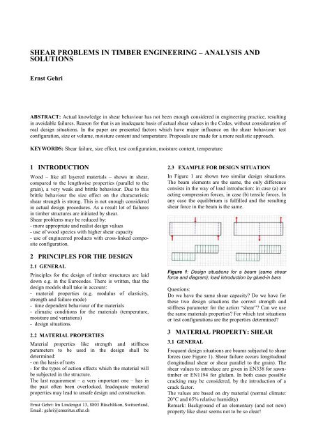 shear problems in timber engineering – analysis and solutions