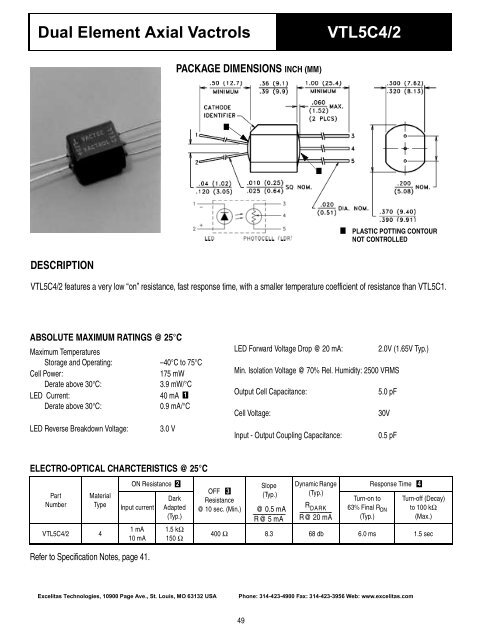 Dual Element Axial Vactrols - VTL5C4/2 - Excelitas Technologies