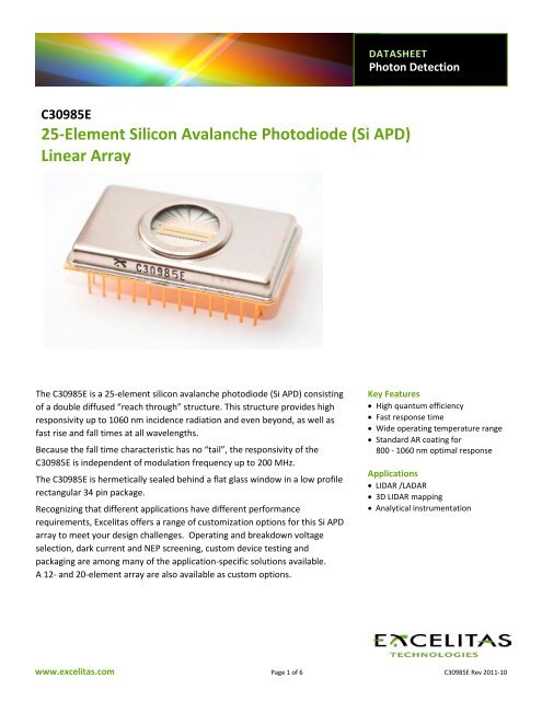 (Si APD) Linear Array - Excelitas Technologies