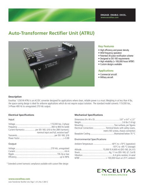 Auto-Transformer Rectifier Unit (ATRU) - Excelitas Technologies