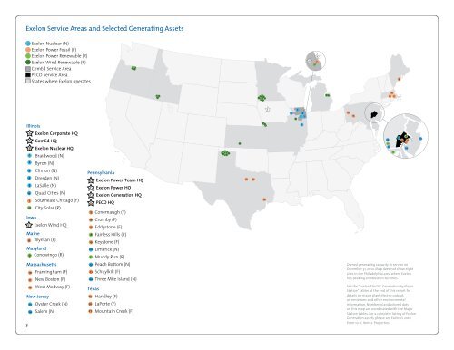 Exelon Service Areas and Selected Generating Assets