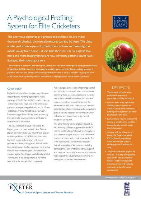 A Psychological Profiling System for Elite Cricketers - University of ...