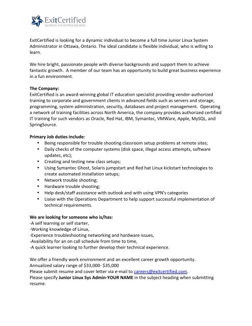 Jr System Administrator Jobs - Pregnancy Informations Jr System Administrator Jobs - Pregnancy Informations